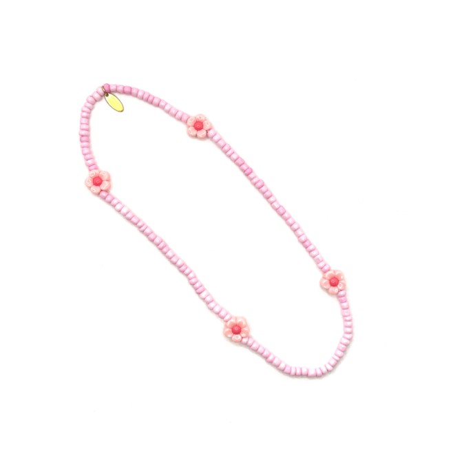 Collier élastique fleurs - rose clair - Ratatam Site Officiel