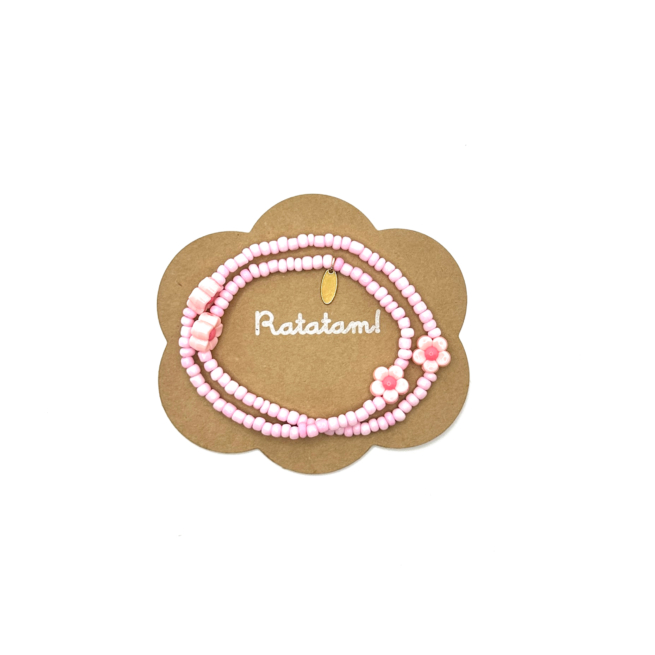 Collier élastique fleurs - rose clair - Ratatam Site Officiel